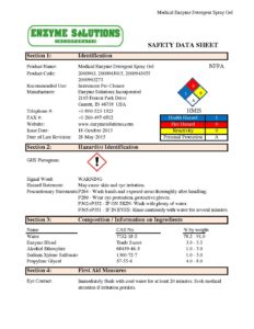 SDS for concentrate - Medtrica Medical Manufacturing